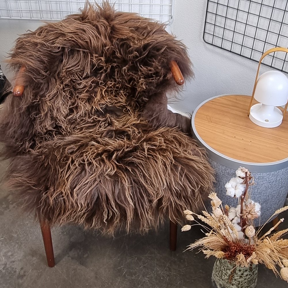 Islandsk lammeskind langhåret brunt str M - 2332 - Langhåret lammeskind ...